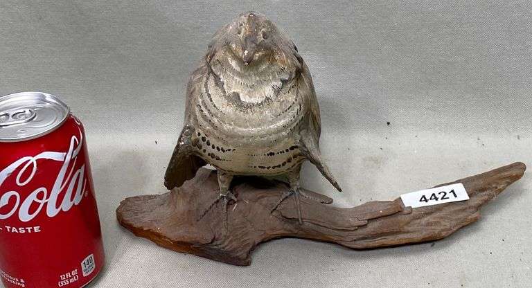 James R. Stewart signed quail carving - Dixon's Auction at Crumpton