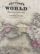 1863 Johnson's World Map - Dixon's Auction at Crumpton