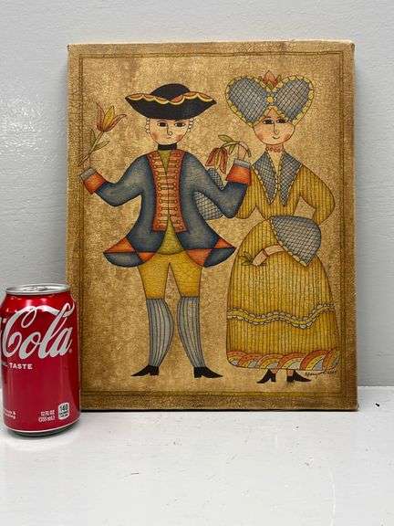 Folk art portrait painting - Dixon's Auction at Crumpton