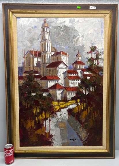 Roberto Moya acrylic landscape painting - Dixon's Auction at Crumpton