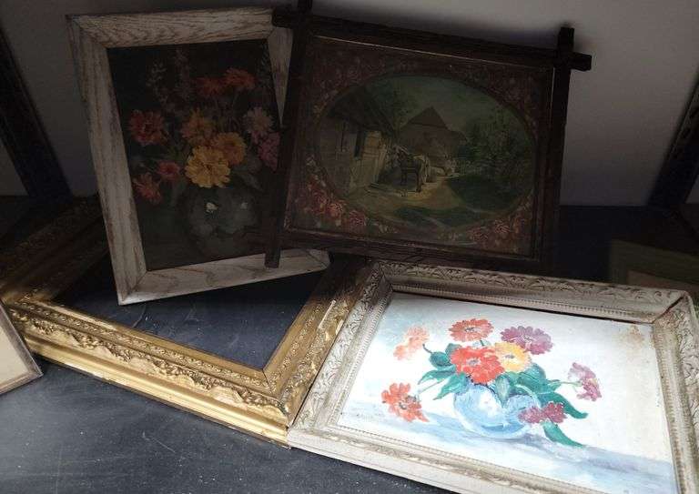 Lot Vintage Framed Art, Prints & Paintings + Old Frame - Dixon's ...