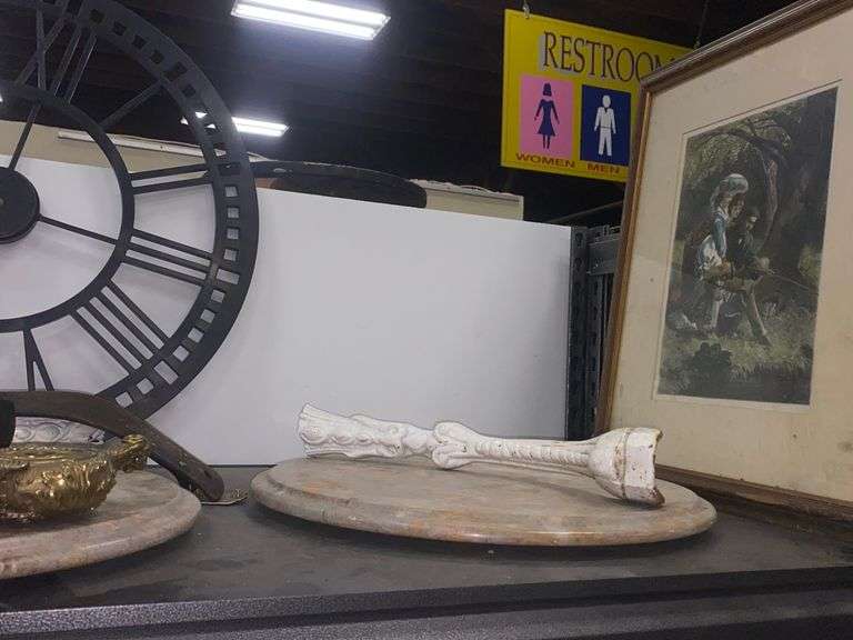 Lot Lighthouse Painting, Framed Print, Cast Iron Hitler Skunk, Clock ...