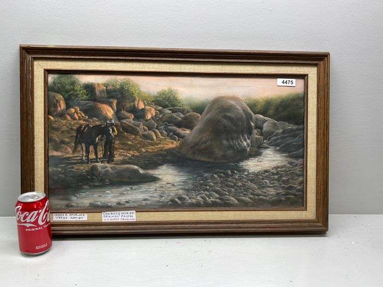 James Spurlock Texas pastel of cowboy and horse - Dixon's Auction at ...