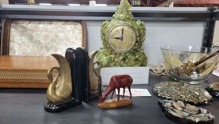 Lot Vintage 1960's Vomit Clock, Hot Plates, Swan Bookends Etc - Dixon's ...