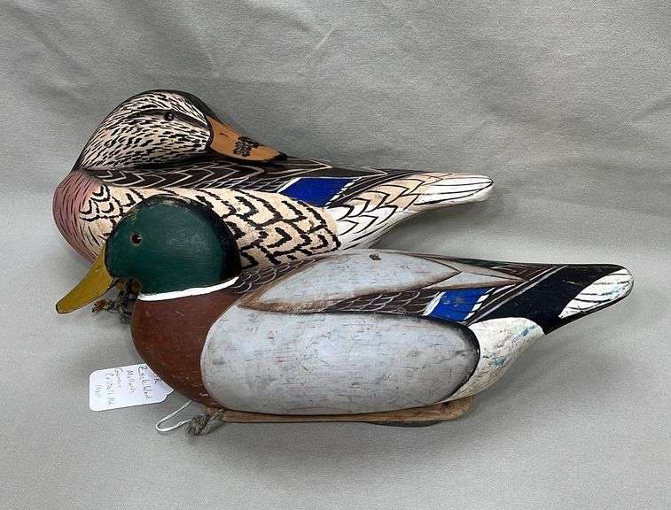 Pair Zack Ward mallard gunner duck decoys, circa 1980s - Dixon's ...
