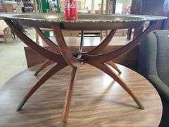MCM cocktail table with engraved brass tray top - Dixon's Auction at ...