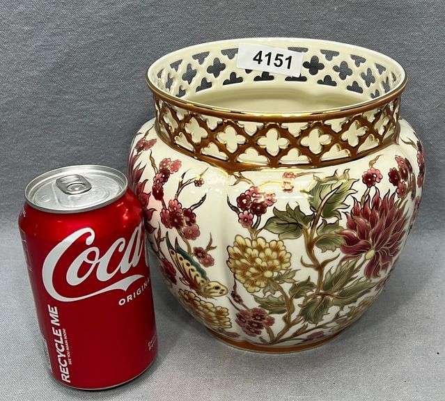 Zsolnay porcelain reticulated pot - Dixon's Auction at Crumpton