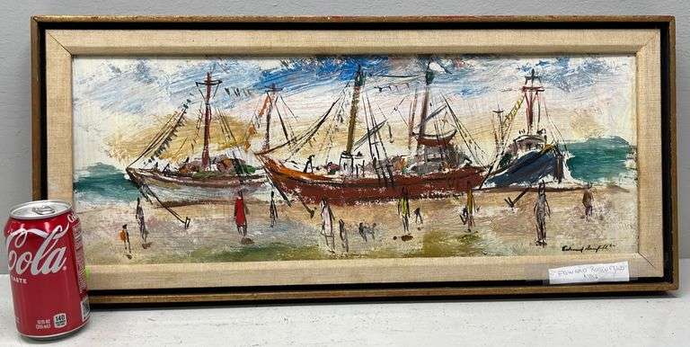 Edward Rosenfeld oil on board workboat painting - Dixon's Auction at ...