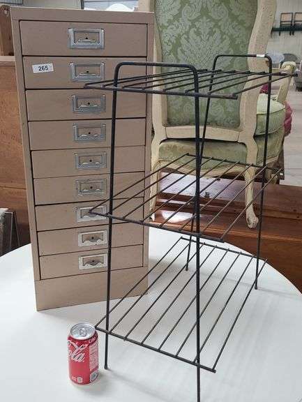 Metal cabinet + wire rack - Dixon's Auction at Crumpton