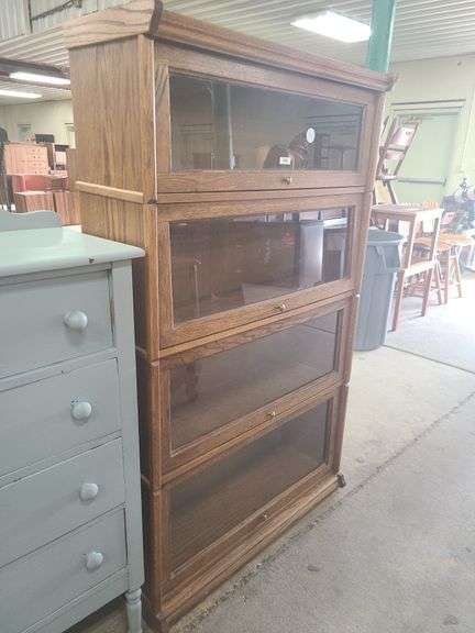 Modern one-piece oak barrister's bookcase - Dixon's Auction at Crumpton