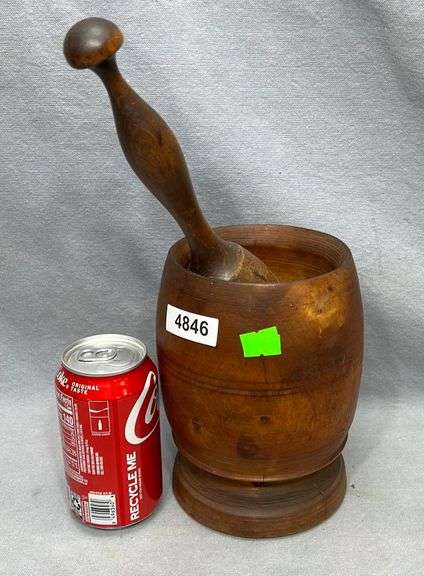 Antique treen mortar and pestle - Dixon's Auction at Crumpton