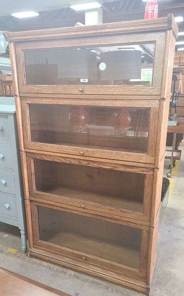 Modern one-piece oak barrister's bookcase - Dixon's Auction at Crumpton