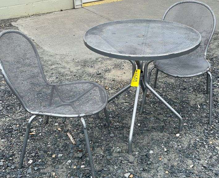 3pc mcm style wrought iron patio set - Dixon's Auction at Crumpton