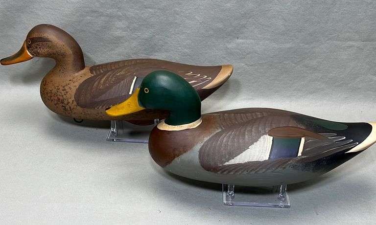Pair Patrick Vincenti 1984 mallard duck decoys - Dixon's Auction at ...
