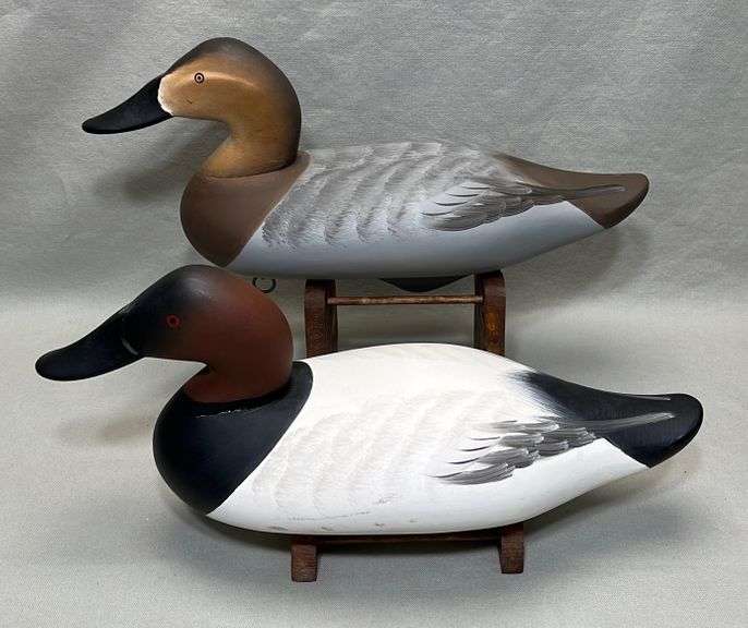 Pair Charlie Joiner Chestertown MD 1987 canvasback duck decoys with ...