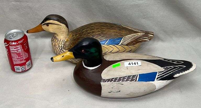Pair Woodrow T. Wilson Crisfield MD mallard duck working decoys - Dixon ...