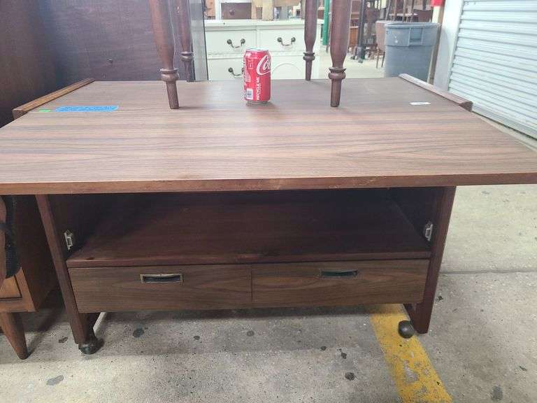 Founders MCM convertible bar cart dining table with pop up leaves ...