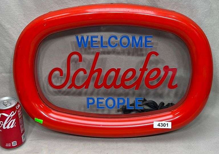 Vintage Schaefer lighted advertising sign - Dixon's Auction at Crumpton