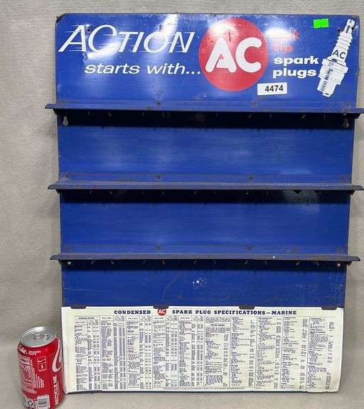 Vintage AC Spark Plugs metal advertising rack - Dixon's Auction at Crumpton
