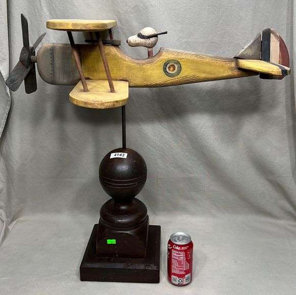Folk art wooden Snoopy airplane weathervane - Dixon's Auction at Crumpton