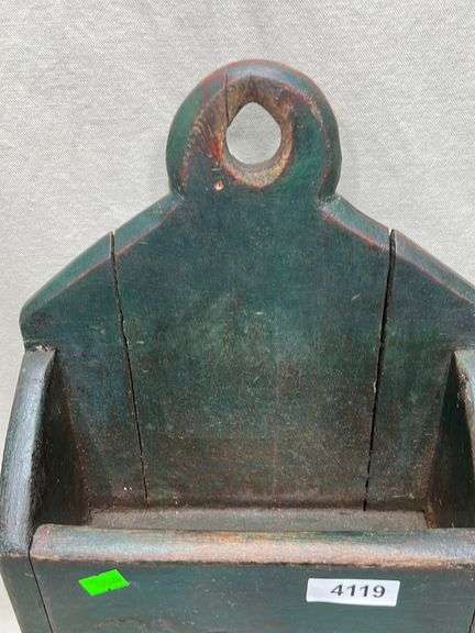 Folk art green-painted hanging pipe box - Dixon's Auction at Crumpton