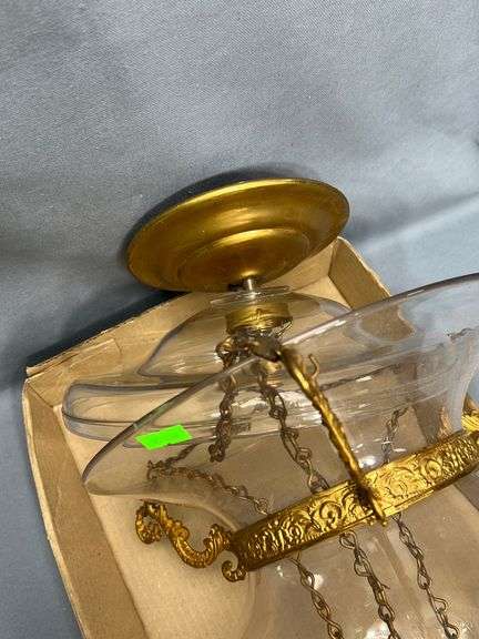 Antique cut glass hurricane light fixture-electrified - Dixon's Auction ...