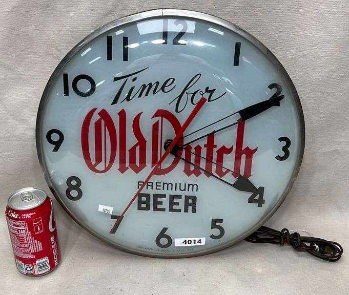 Vintage Old Dutch Beer advertising clock - Dixon's Auction at Crumpton