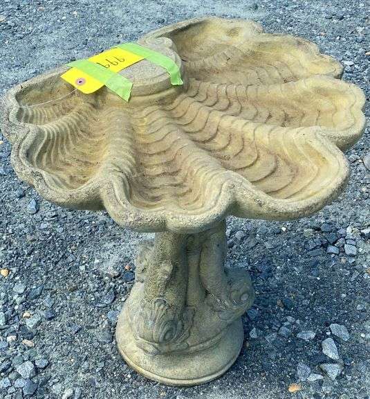 cement seashell bird bath - Dixon's Auction at Crumpton
