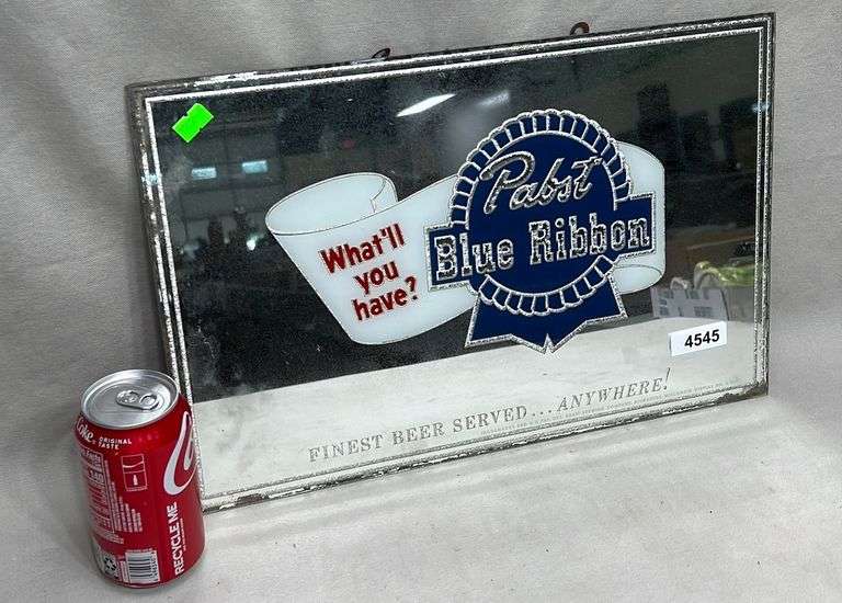 Vintage Pabst Blue Ribbon mirror advertising sign - Dixon's Auction at ...