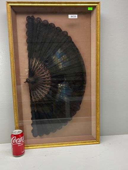 Framed antique fan - Dixon's Auction at Crumpton