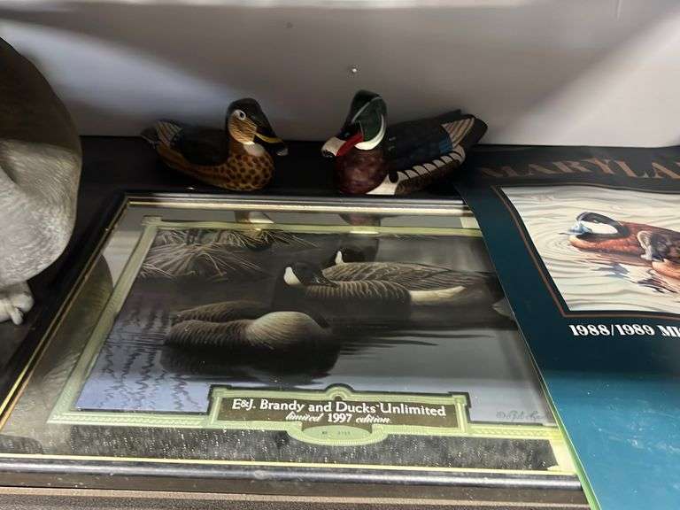 Lot Ducks Unlimited Mirror, Decoys, Lamp, Signed Print etc - Dixon's ...