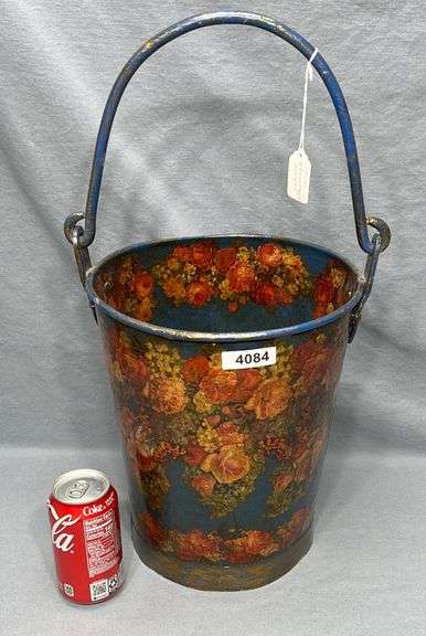 Decoupage iron bucket - Dixon's Auction at Crumpton