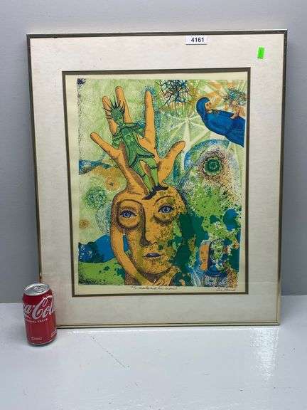 Leo Russell artist-signed modernist print - Dixon's Auction at Crumpton