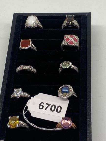 10 Judith Ripka Sterling Silver Rings - Dixon's Auction at Crumpton