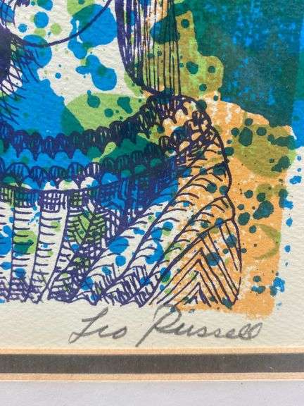 Leo Russell artist-signed modernist print - Dixon's Auction at Crumpton