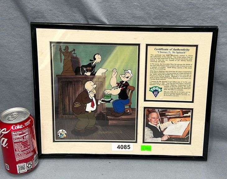 Myron Waldman Popeye animation cel print - Dixon's Auction at Crumpton