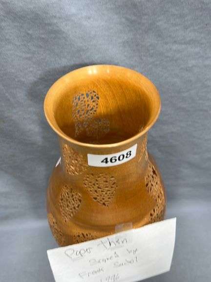 Frank Sudol pierced treen vase - Dixon's Auction at Crumpton