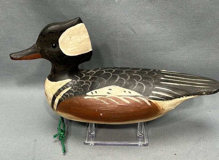 Jimmy Bowden 2014 hooded merganser duck decoy - Dixon's Auction at Crumpton