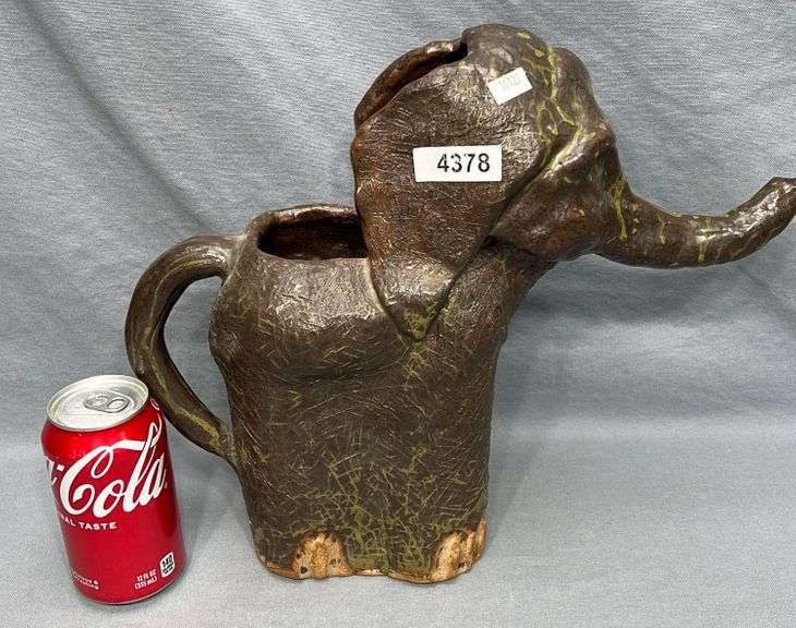 Modernist studio pottery elephant pitcher-signed - Dixon's Auction at ...