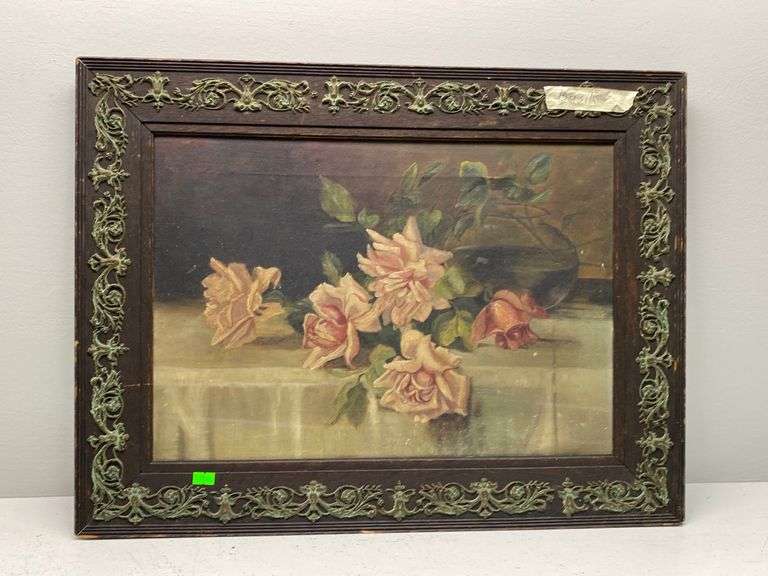 Antique still life painting of roses - Dixon's Auction at Crumpton