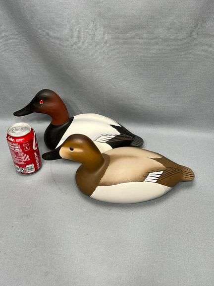 Pair Bill Schauber Limited Edition 1990 canvasback duck decoys, each ...