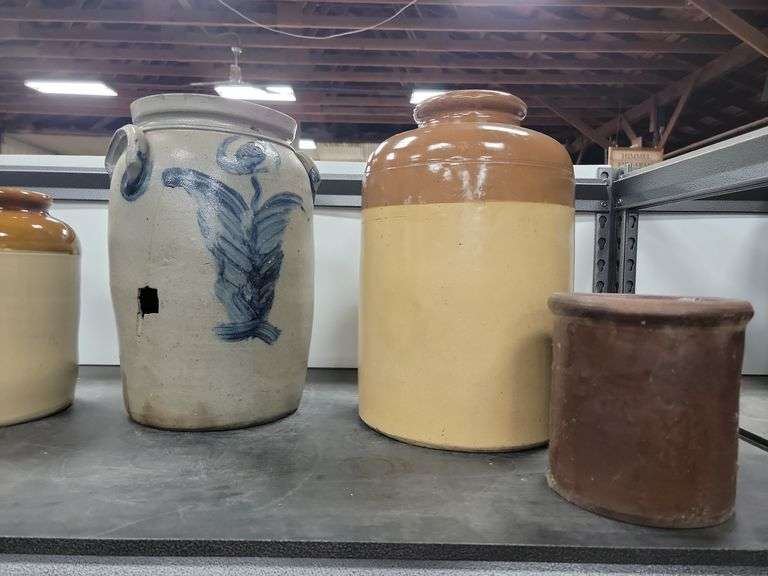 Lot Antique Stoneware Pottery Crocks - Dixon's Auction at Crumpton
