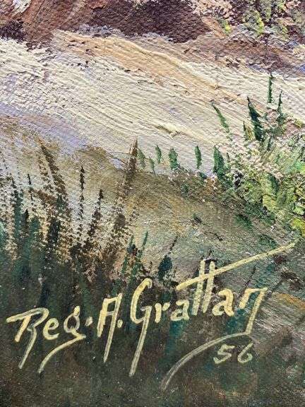 Reginald Grattan 1956 landscape painting - Dixon's Auction at Crumpton