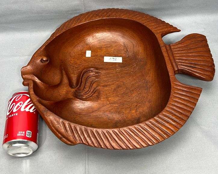 Vintage carved fish wood bowl - Dixon's Auction at Crumpton