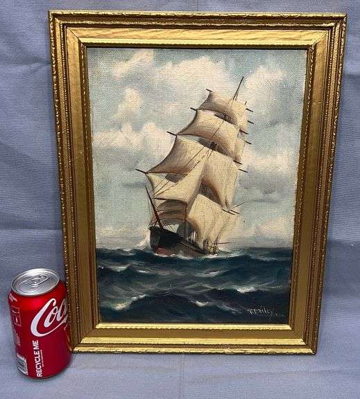 T. Bailey oil on canvas ship portrait painting - Dixon's Auction at ...