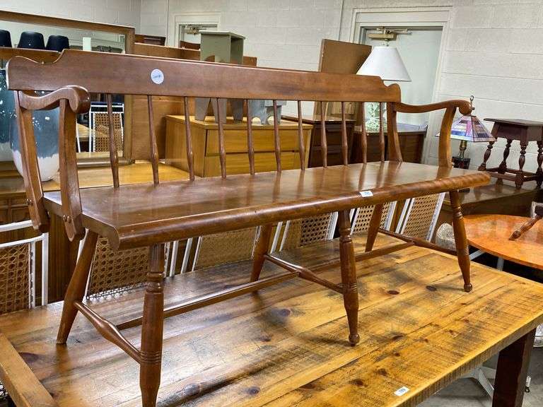 Vintage maple farmhouse deacon's bench - Dixon's Auction at Crumpton