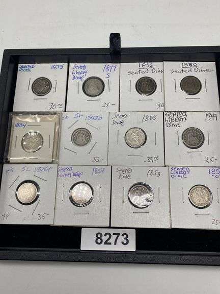 Group of 10 liberty seated dimes 1842-O to 1884 - Dixon's Auction at ...
