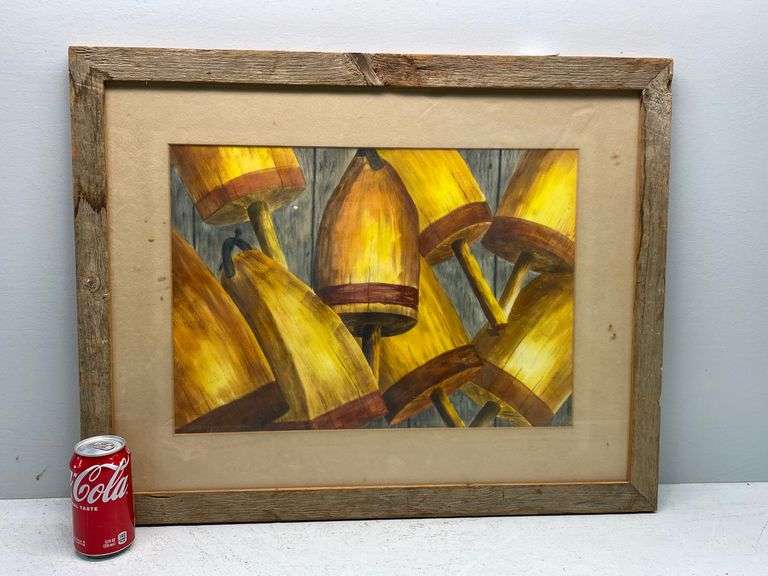 Watercolor painting of buoys, signed lower right - Dixon's Auction at ...