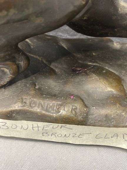 Antique Bonheur bronze clad lion sculpture - Dixon's Auction at Crumpton