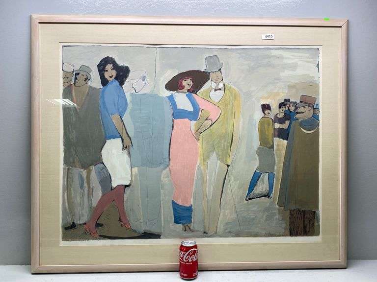 David Schneuer pencil-signed and numbered "Sunday Walk" serigraph ...